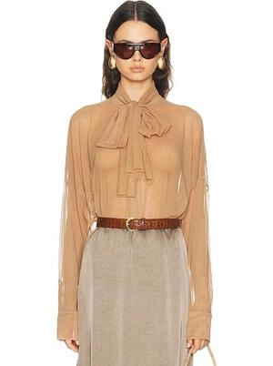 Norma Kamali Oversized Bow Bodysuit - Sable