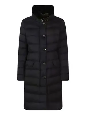 MOORER Quilted Faux-fur-trim Coat - Blue