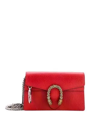 Gucci Leather Dionysus Super Mini Clutch Bag - Red