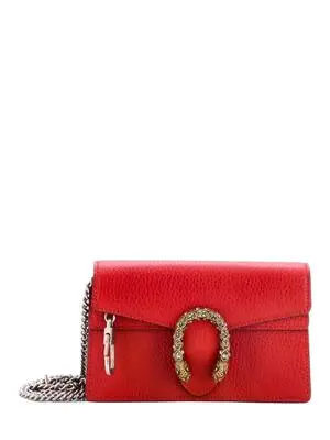 Gucci Leather Dionysus Super Mini Clutch Bag - Red