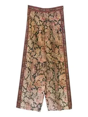 PIERRE-LOUIS MASCIA Floral Print Palazzo Trousers - Brown