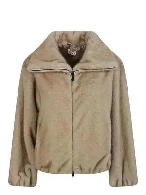 P.a.r.o.s.h Faux-fur Bomber Jacket - Neutrals