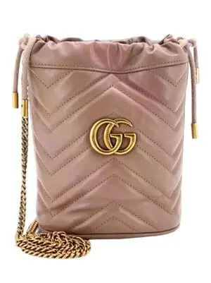 Gucci Gg Marmont Matelasse Leather Mini Bucket Bag - Neutrals