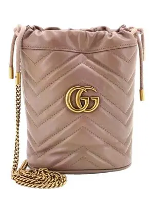 Gucci Gg Marmont Matelasse Leather Mini Bucket Bag - Neutrals