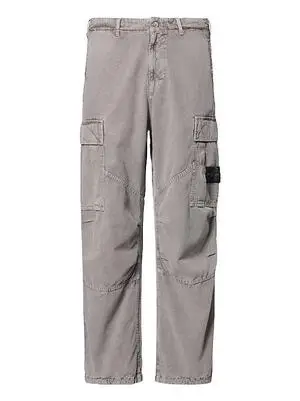 Stone Island Loose-fit Cotton-blend Cargo Trousers - Grey