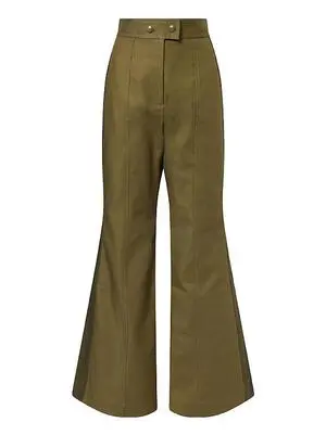 Zimmermann Valiant Flared-leg Cotton Trousers - Forest
