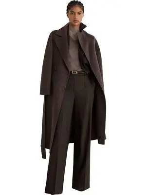 REISS Wool-Blend Herringbone Wide-Leg Trousers