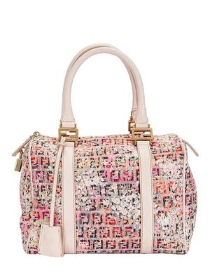 FWRD RENEW Fendi Zucchino Forever Bauletto Mini Boston Bag - Pink