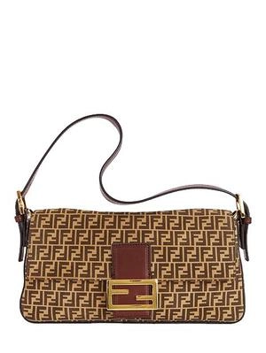 FWRD RENEW Fendi Zucchino Baguette Shoulder Bag - Brown