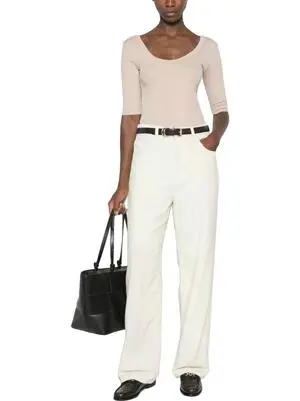 Brunello Cucinelli Brunello Cucinelli Scoop-Neck Elbow-Sleeve T-Shirt Neutrals