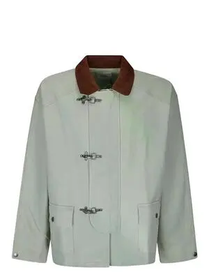 FOUND Cotton Contrast Collar Bomber Jacket - Green