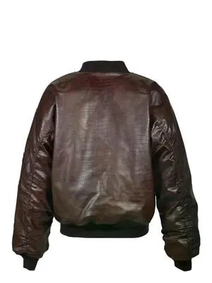 BREATH Crocodile-effect Bomber Jacket - Brown