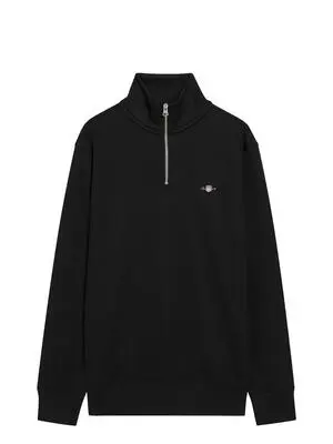 Gant Cotton-blend Half-zip Sweatshirt - Black