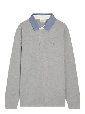 Gant Chambray-collar Cotton Rugby Shirt - Grey