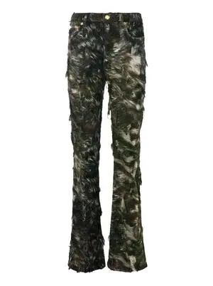 Roberto Cavalli Animal-print Distressed Jeans - Black