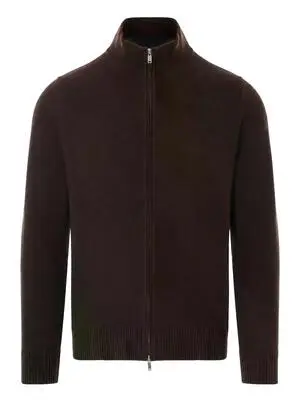 Alpha Studio Zip-up High-neck Cardigan - Brown