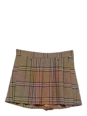 Dixie Check Pleated Shorts - Brown