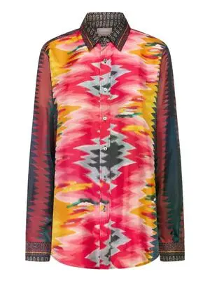PIERRE-LOUIS MASCIA Aloe Geometric-print Silk Shirt - Red