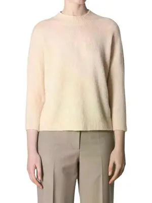 ROBERTO COLLINA Three-quarter-sleeve Mock-neck Sweater - Neutrals