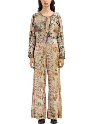 PIERRE-LOUIS MASCIA Abstract-print Velvet Palazzo Pants - Neutrals