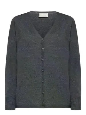 PIERRE-LOUIS MASCIA Tricot Landscape-print V-neck Cardigan - Grey