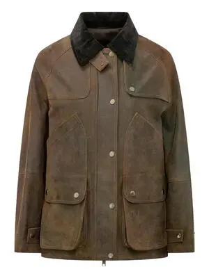 DFOUR Corduroy-collar Storm-flap Coat - Brown