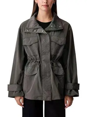 Joseph Ribkoff Stud-embellished Drawstring Jacket - Grey