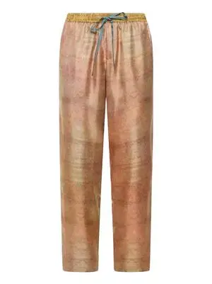 PIERRE-LOUIS MASCIA Abstract Print Silk Trousers - Neutrals