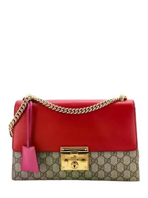 Gucci Padlock Gg Coated Canvas And Leather Medium Shoulder Bag - Red