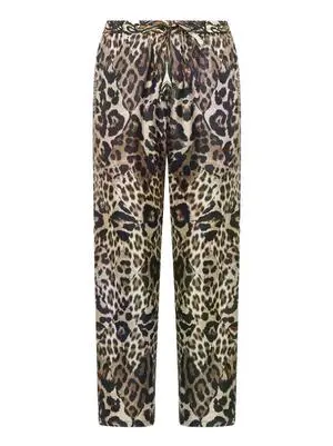 PIERRE-LOUIS MASCIA Pierre-Louis Mascia Leopard Print Silk Trousers Neutrals