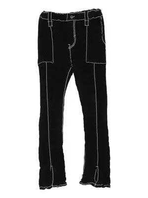 Issey Miyake Contrast-stitch Textured Trousers - Black