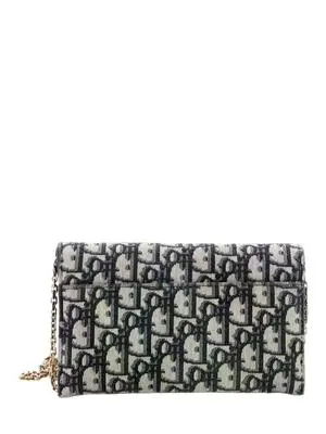 Dior Oblique Canvas Saddle Chain Wallet - Blue