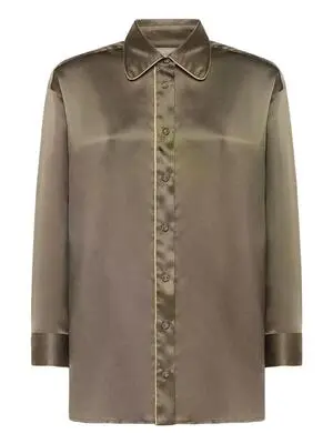 PIERRE-LOUIS MASCIA Mutka Piping-detail Silk Shirt - Brown