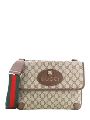 Gucci Neo Vintage Flap Messenger Gg Coated Canvas Medium Cross Body Bag - Brown