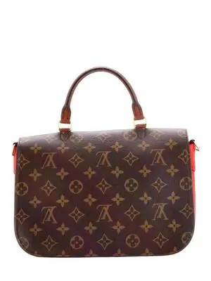 LOUIS VUITTON Vaugirard Handbag Monogram Canvas With Leather Satchel - Red