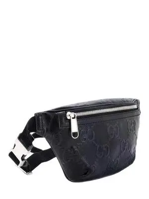 Gucci Gg Embossed Perforated Leather Small Belt Bag - Black