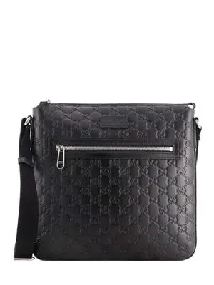 GUCCI Gucci Signature Zip Messenger Bag Ssima Leather Cross Body Bag