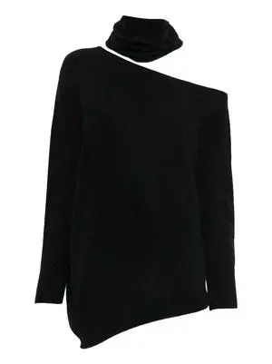 VANISE Cut-out Asymmetric Sweater - Black