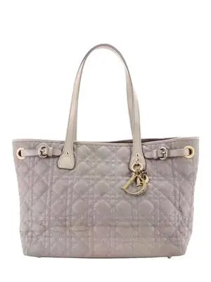 DIOR Christian Dior Panarea Cannage Quilt Canvas Small Tote Bag