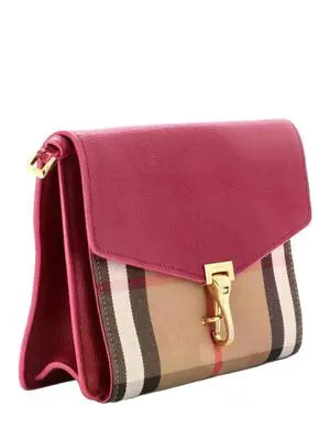 Burberry Burberry Macken Leather And House Check Canvas Cross Body Bag Brown
