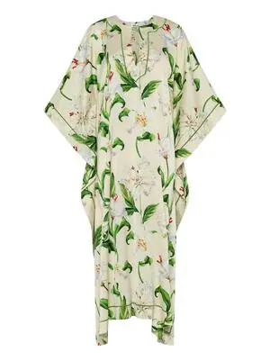 BELYED HANDCRAFT Camellia Silk Crepe Kaftan - Green