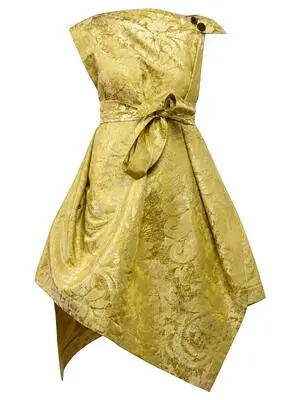 STUART TREVOR Pirate Dress In Chartreuse Floral Jacquard - Green