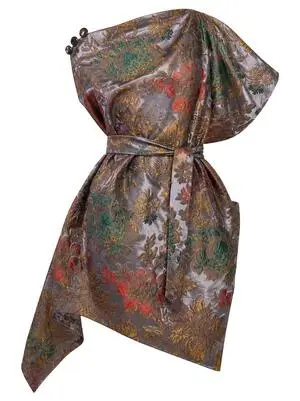 STUART TREVOR Dragon Brocade Pirate Dress - Silver