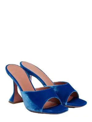 Amina Muaddi Lupita Velvet Mules - Blue