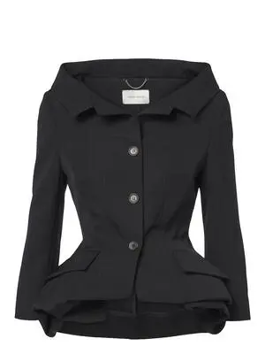 Magda Butrym Peplum Wool Blazer - Black