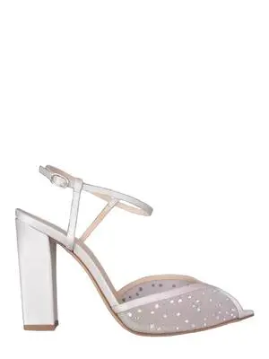 ANDREA WAZEN Katy Crystal-embellished Mesh-panel Sandals - Silver