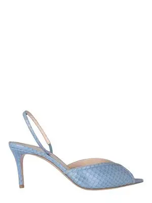 ANDREA WAZEN Katy Snakeskin Slingback Pumps - Blue