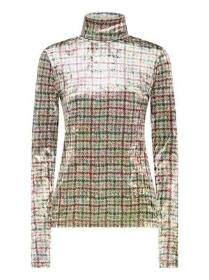 PIERRE-LOUIS MASCIA Plaid Turtleneck Top - Neutrals