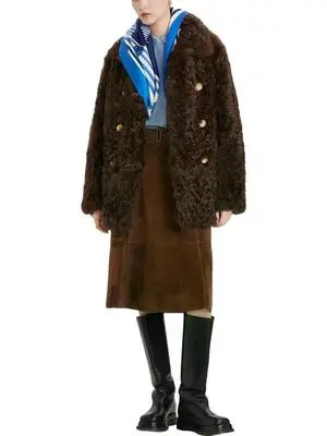 Ports 1961 Double-breasted Shearling-texture Coat - Brown