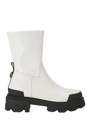 Kurt Geiger Stomp Sock Leather Ankle Boots - Bone